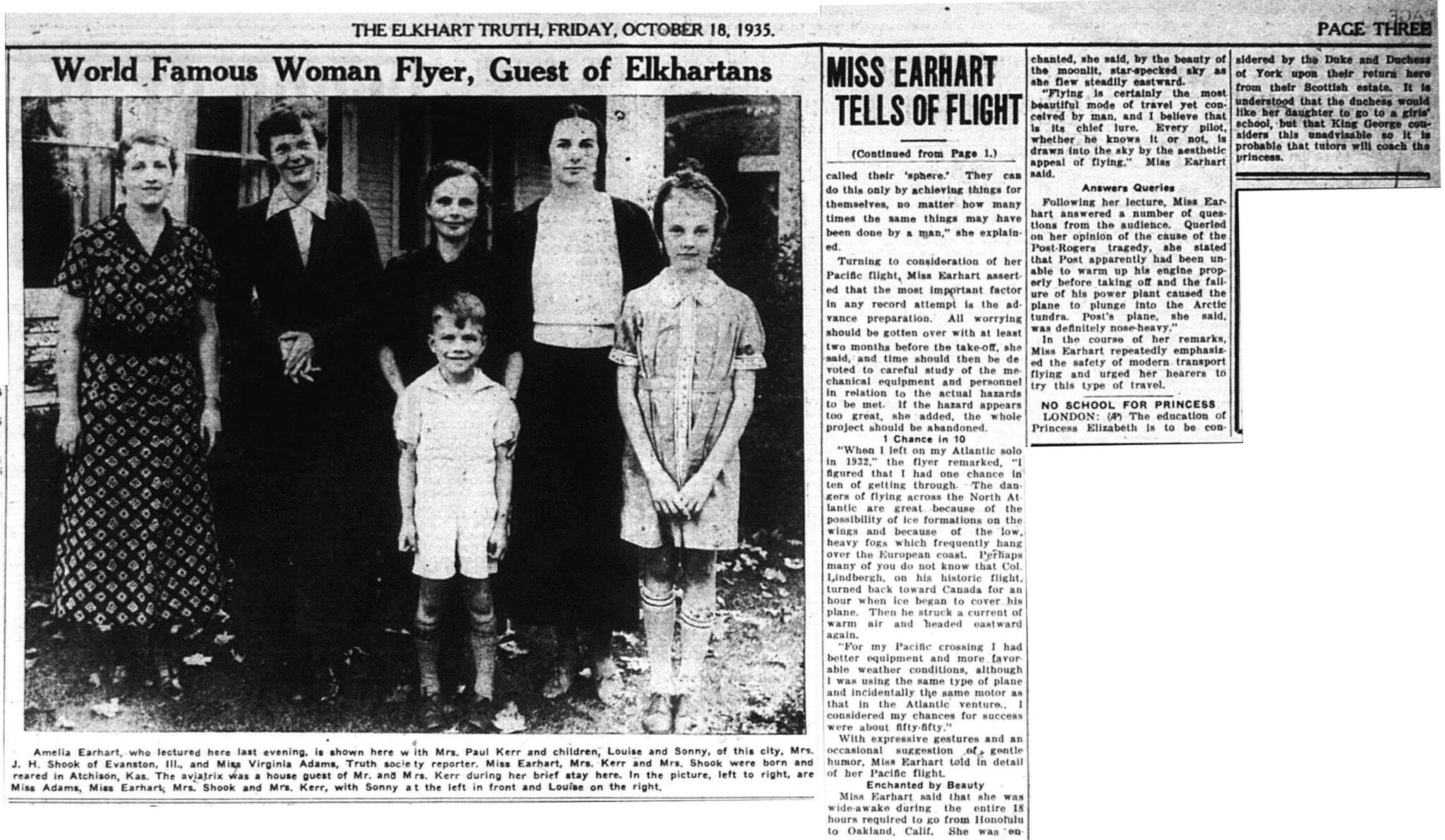 Reference rescue: Mom's story of when Amelia Earhart came to town ...